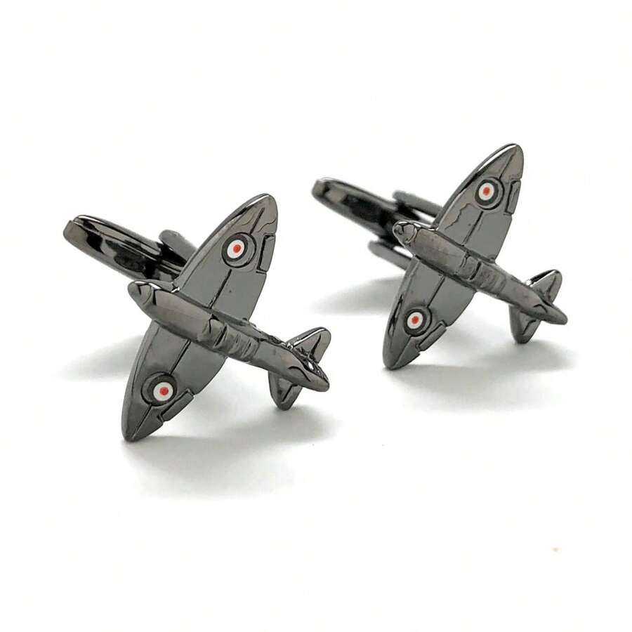 Gunmetal Spitfire Cufflinks British Airplane Supermarine RAF Special ...