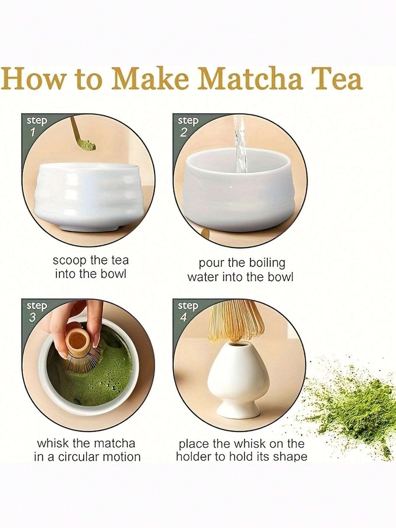 1pc/3pcs Matcha Set, Bamboo Whisk, Including Teaspoon, Ceramic Bowl ...