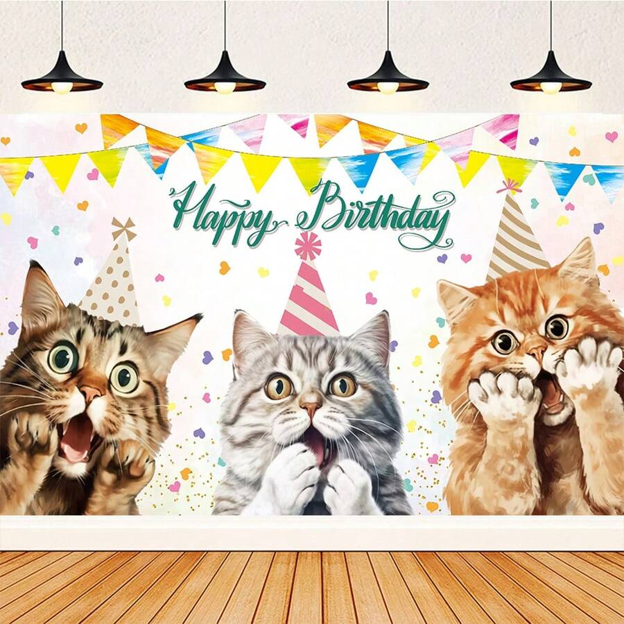 Cat And Pet Theme Birthday Background Pet Birthday Party Decoration ...