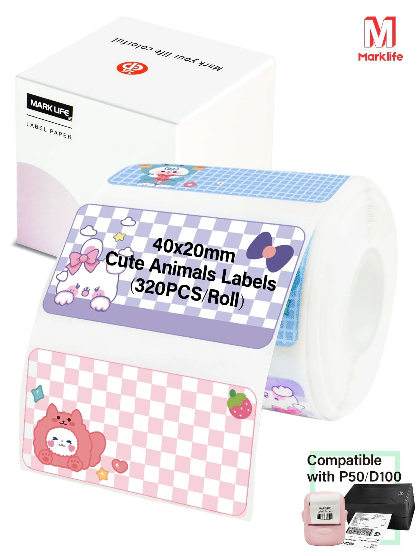 Marklife 1roll Cute Animals Patterns 40*20mm 1.57"X0.79" Square Direct ...