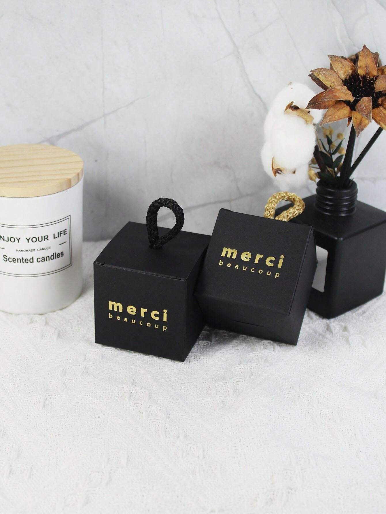 12pcs Stylish 'Merci Beaucoup' Mini Gift Boxes In Assorted Colors With ...