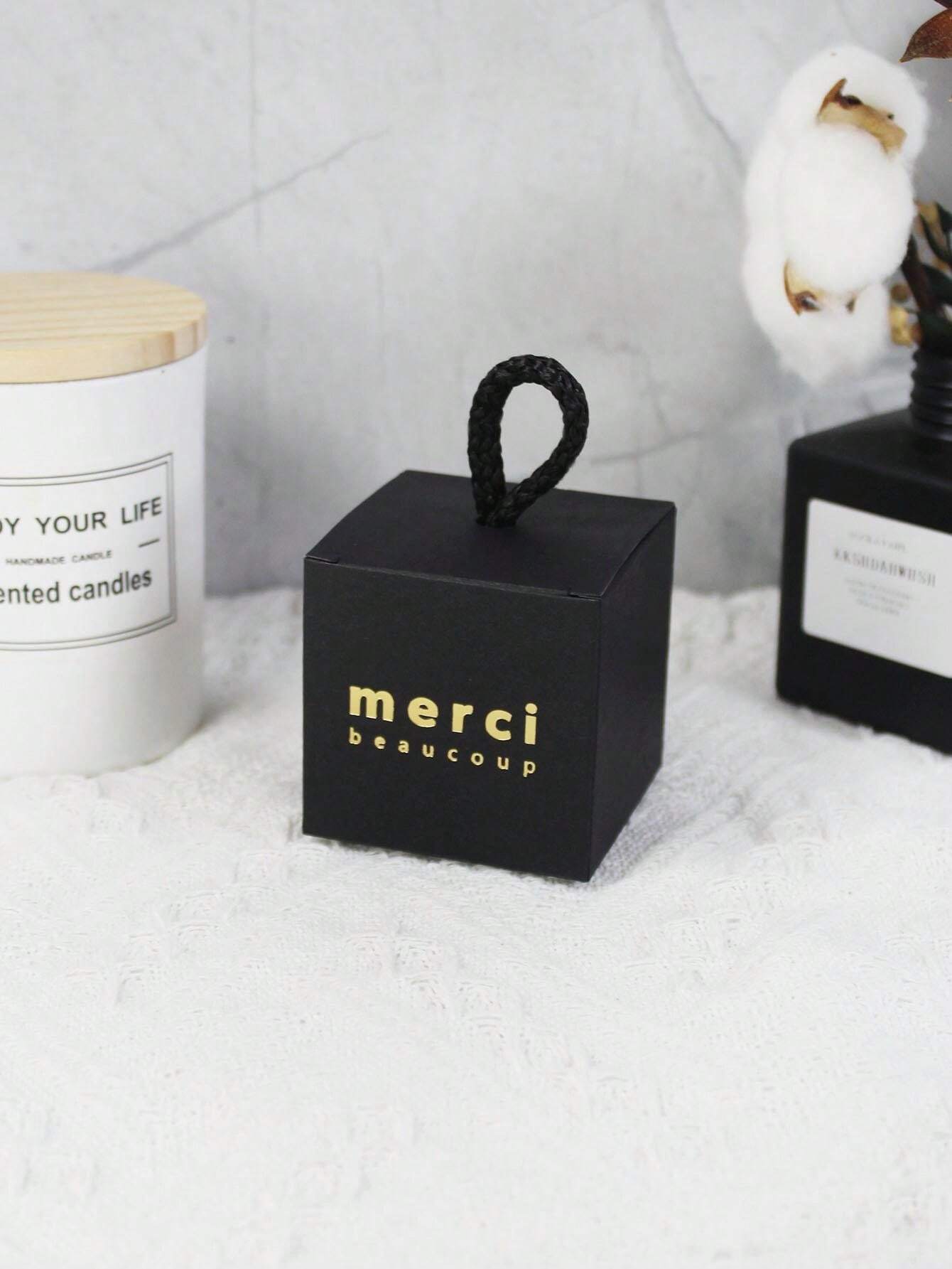 12pcs Stylish 'Merci Beaucoup' Mini Gift Boxes In Assorted Colors With ...