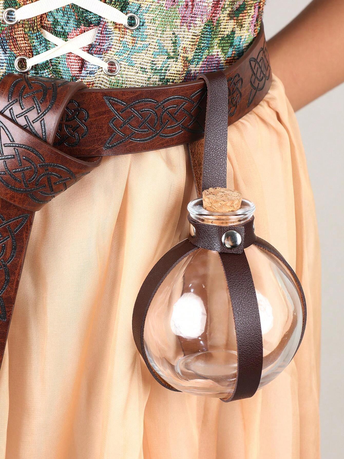 Medieval Wizard Dark Magic Cork Potion Glass Bottle Holder With Waist ...