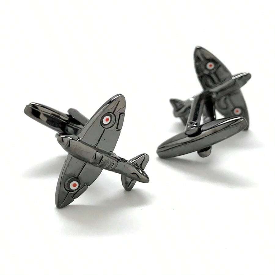 Gunmetal Spitfire Cufflinks British Airplane Supermarine RAF Special ...