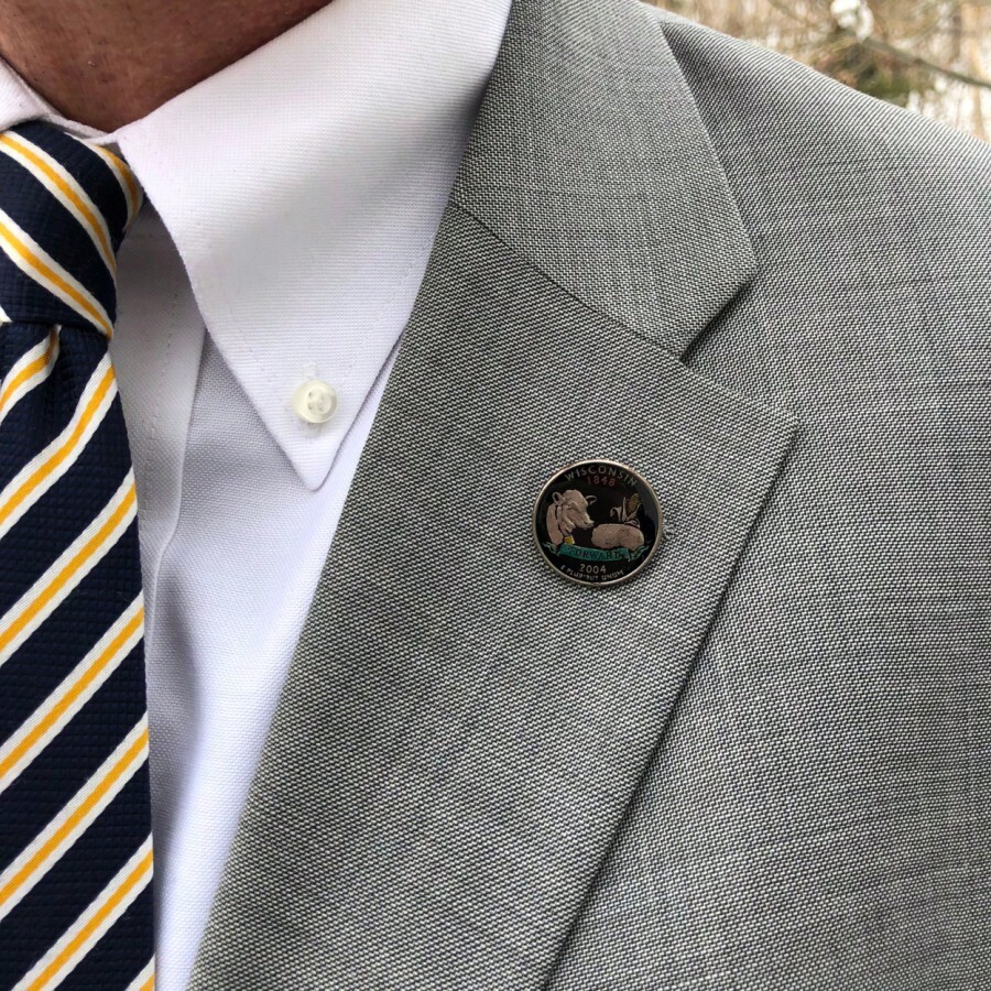 Enamel Pin Hand Painted Wisconsin State Quarter Enamel Coin Lapel Pin ...