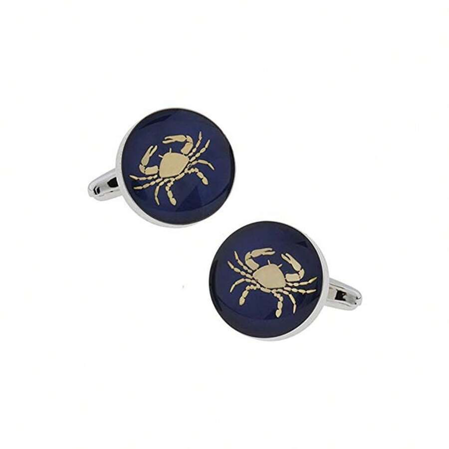 Cancer Zodiac Sign Cufflinks Deep Blue Enamel Gold Tone Symbol From ...