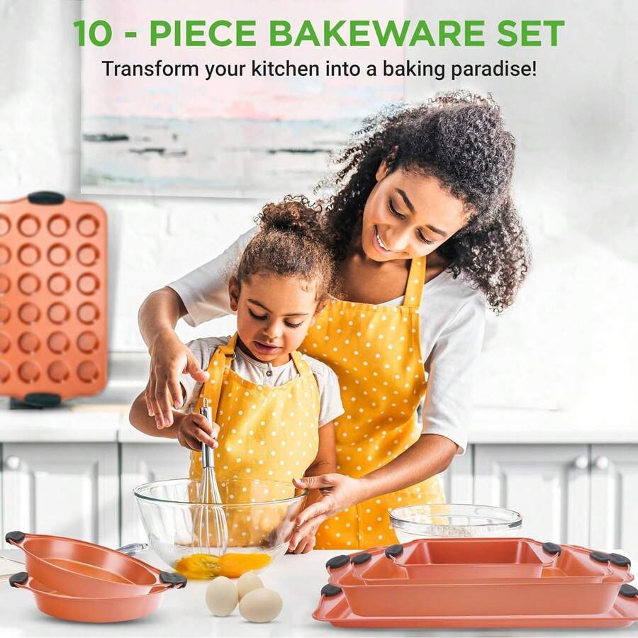 10-Piece Non-Stick Baking Pans Set - Premium Nonstick Carbon Steel Oven ...