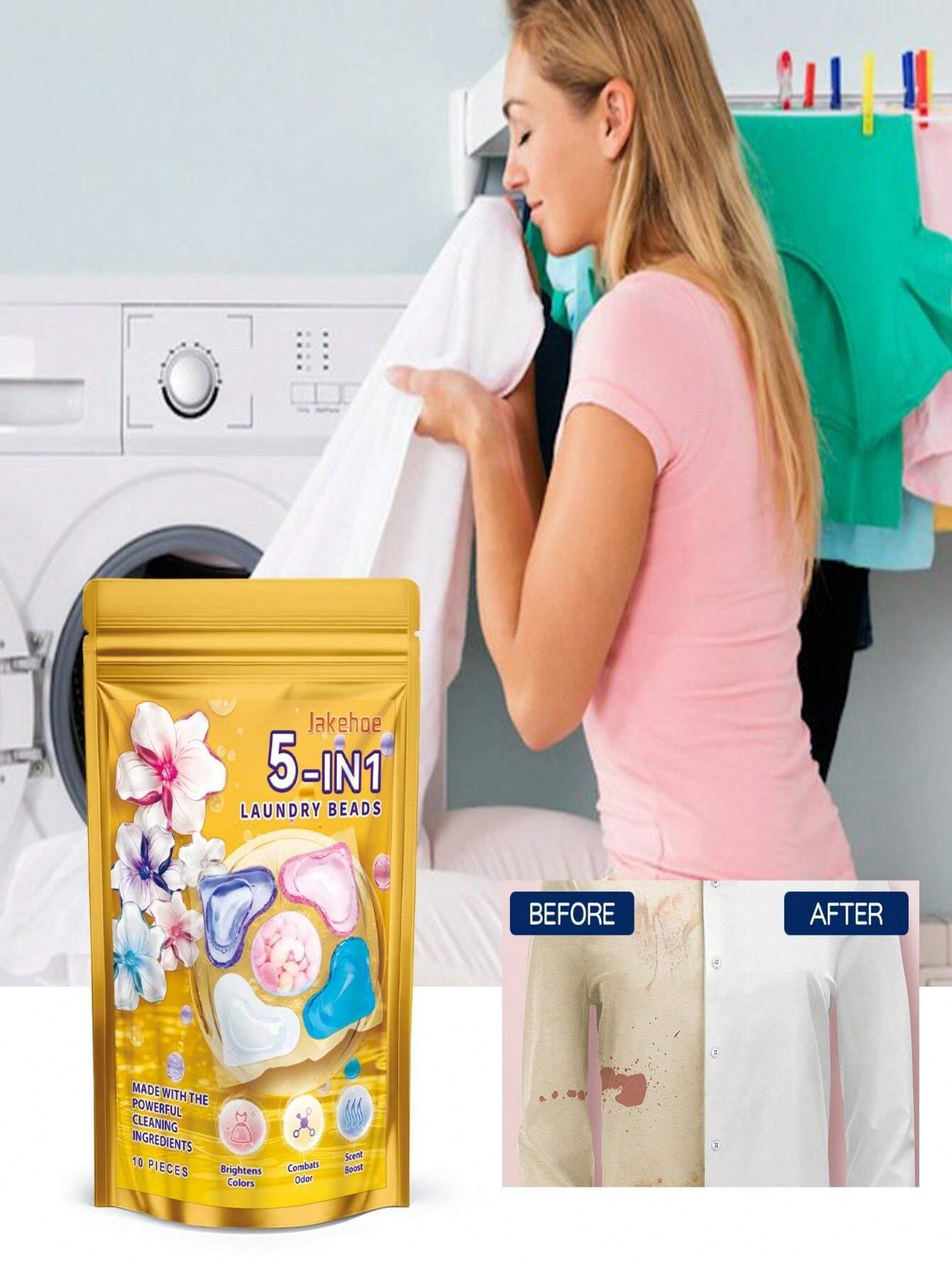 5-In-1 Laundry Bead Capsule Detergent, Powerful Cleaning, Long-Lasting ...