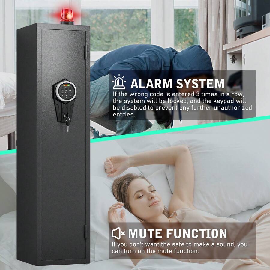 2 Gun Safe For Rifles And Pistols, Quick Access Rifle Safe With Silent ...