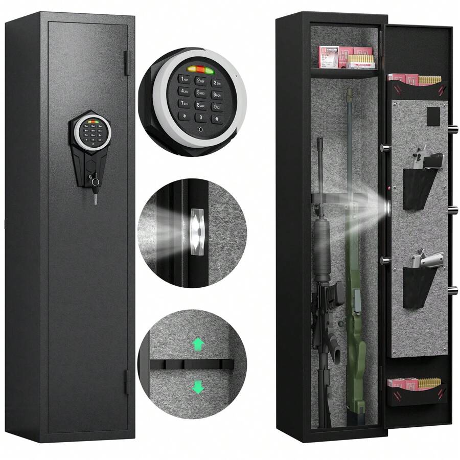 2 Gun Safe For Rifles And Pistols, Quick Access Rifle Safe With Silent ...