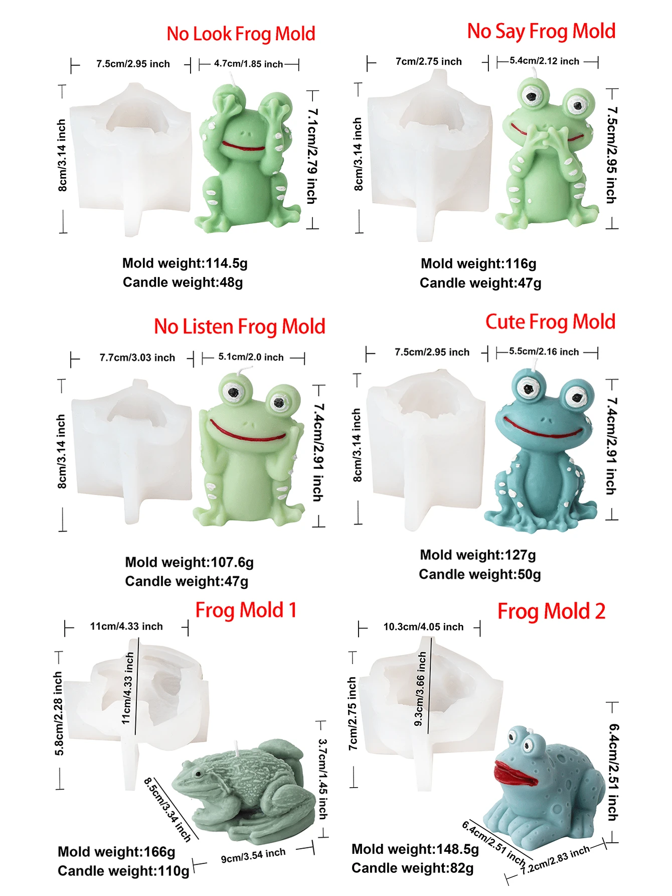 3D Cartoon Frog Silicone Candle Mold DIY Animal Frog No Look No Say No ...