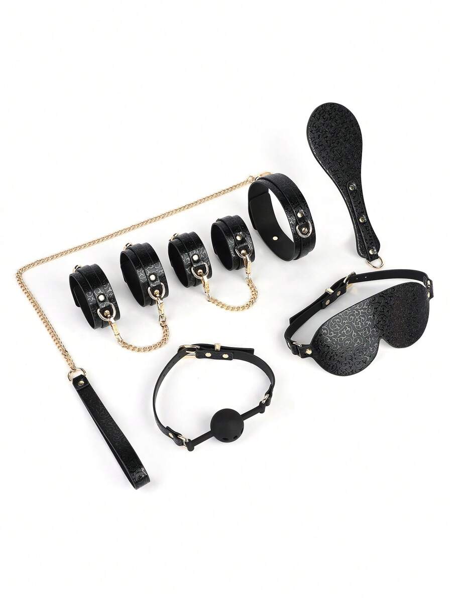 7 Pcs Bongdage Set SM Products Pattern Sex Handcuffs Collar Clapping ...