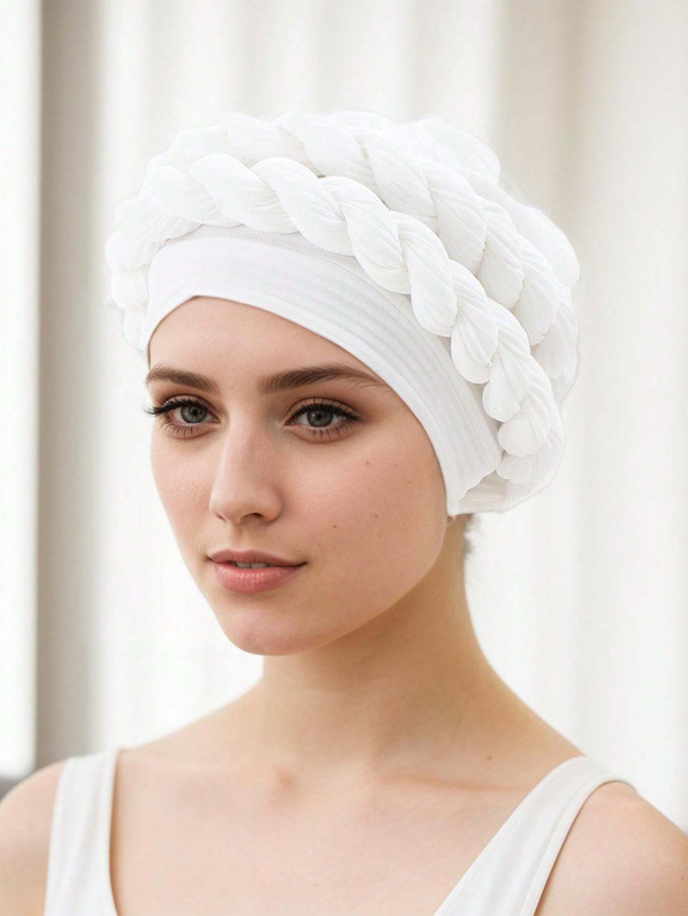 New Style Braid Hat With Bun And Messy Fabric, Crushed Twisted Braid ...