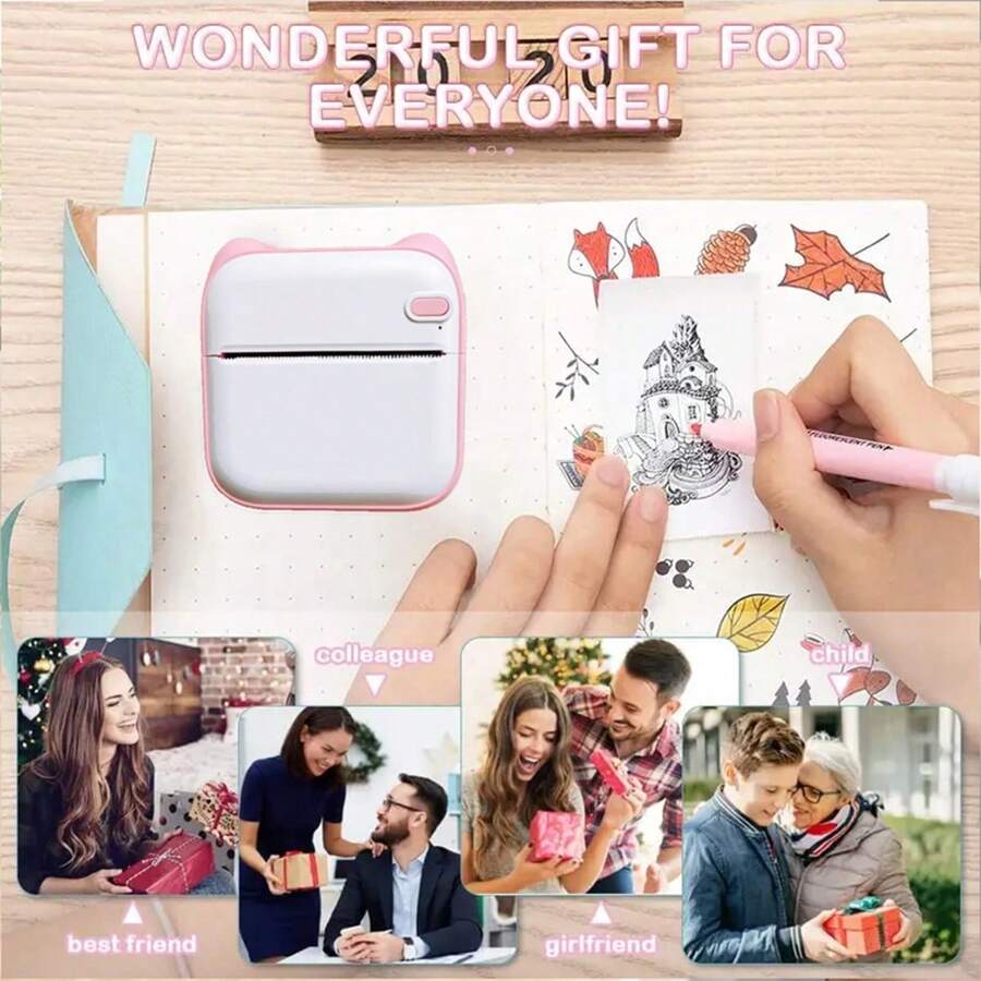 Mini Printer Sticker Maker, Portable Thermal Sticker Printer, Wireless ...