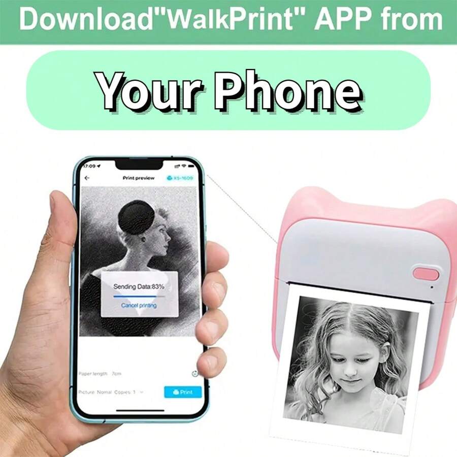 Mini Printer Sticker Maker, Portable Thermal Sticker Printer, Wireless ...