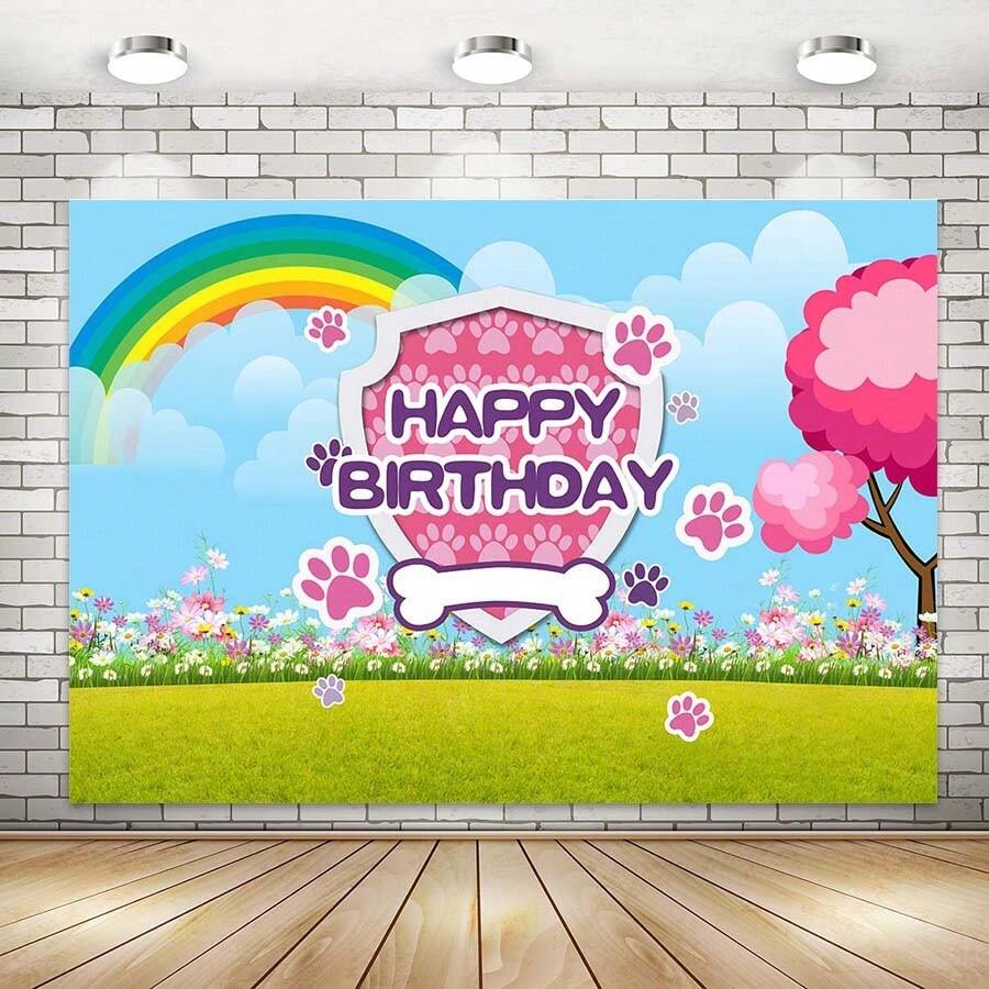 Cartoons Puppy Dog Paw Theme Photography Backdrops Birthday Party ...