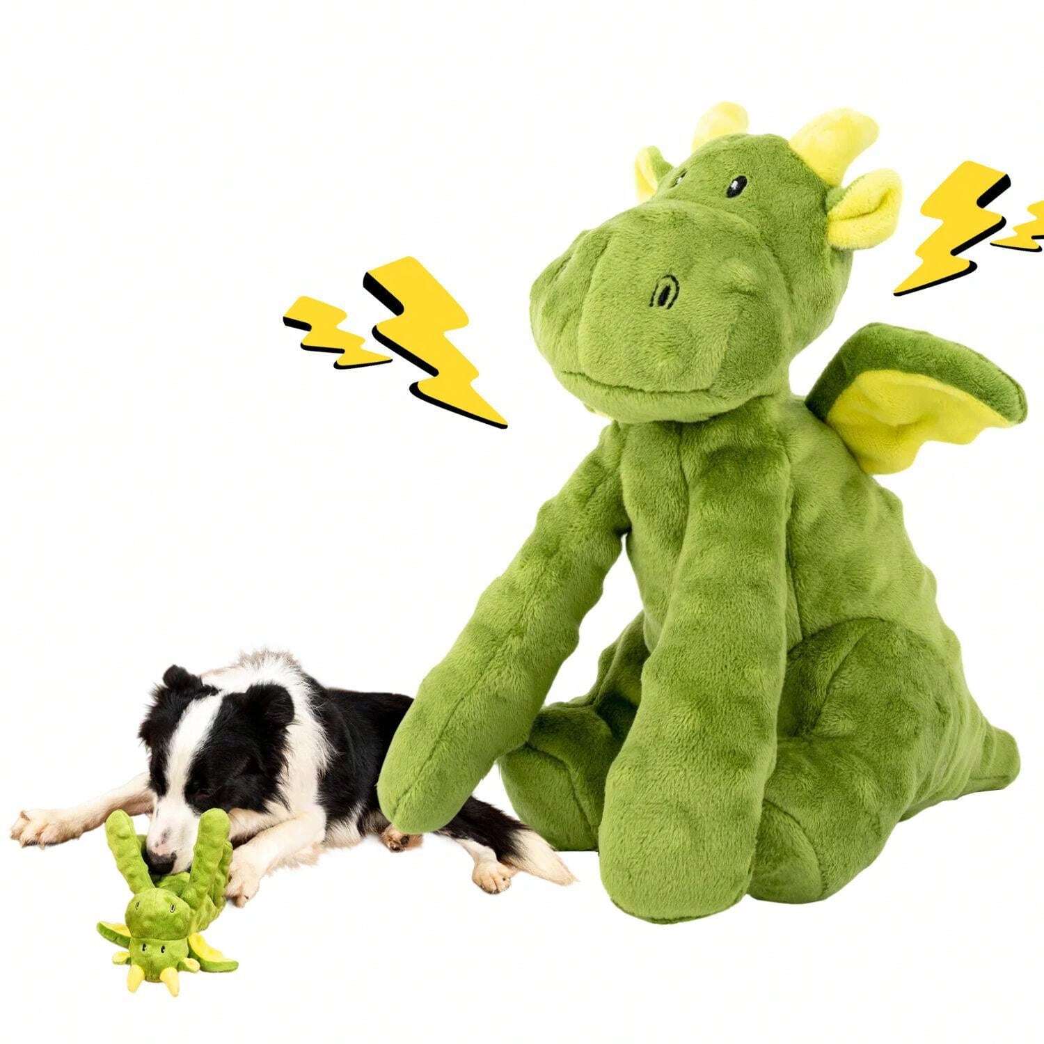 Adorable Dragon Plush Squeaky Dog Toys With Crinkle Paper Stuffed ...
