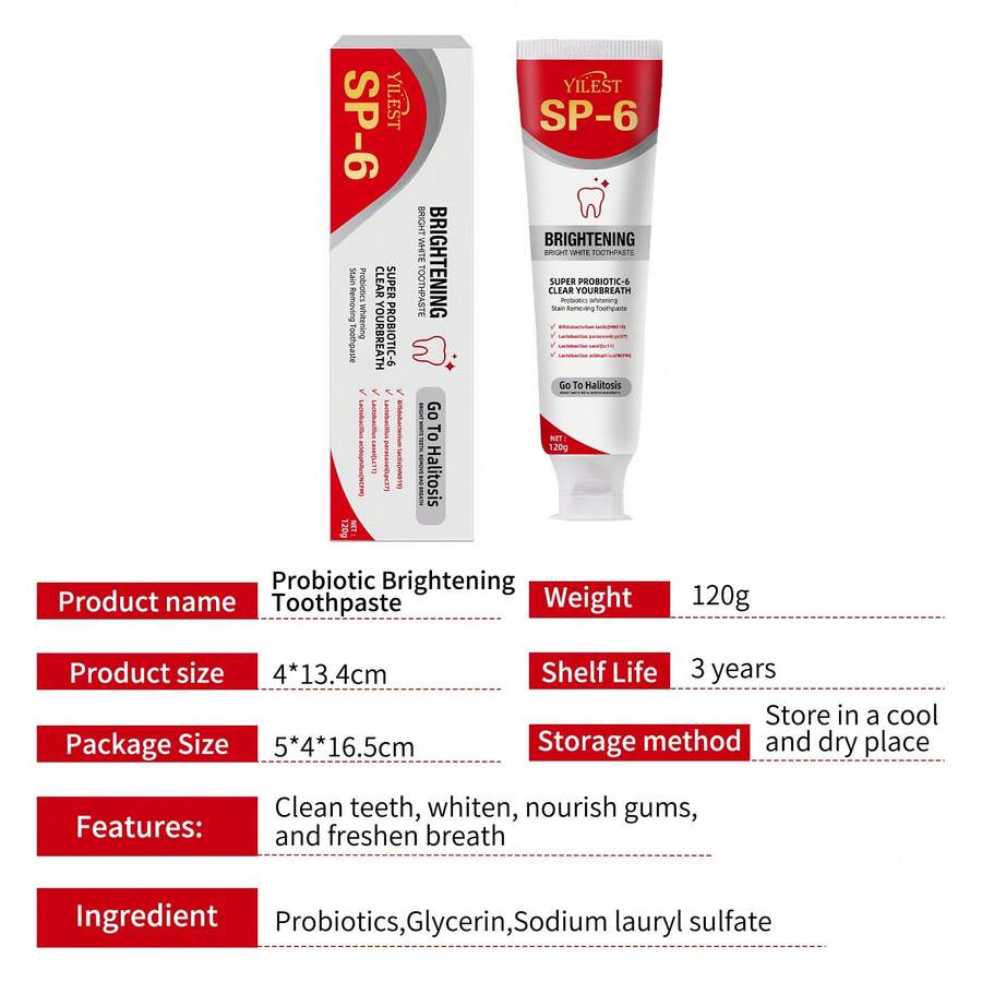 SP-6 Probiotic 120ml Whitening Toothpaste With Stain Removal Fresh ...