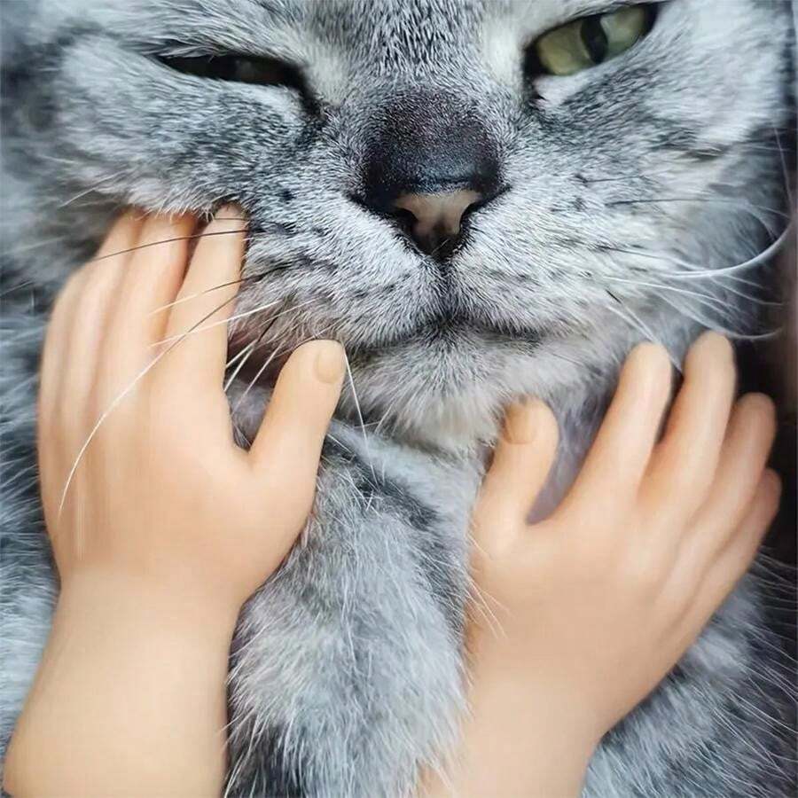 1 Pair Tiny Hands Finger Puppets Set - Mini Rubber Hands For Cat Teaser ...