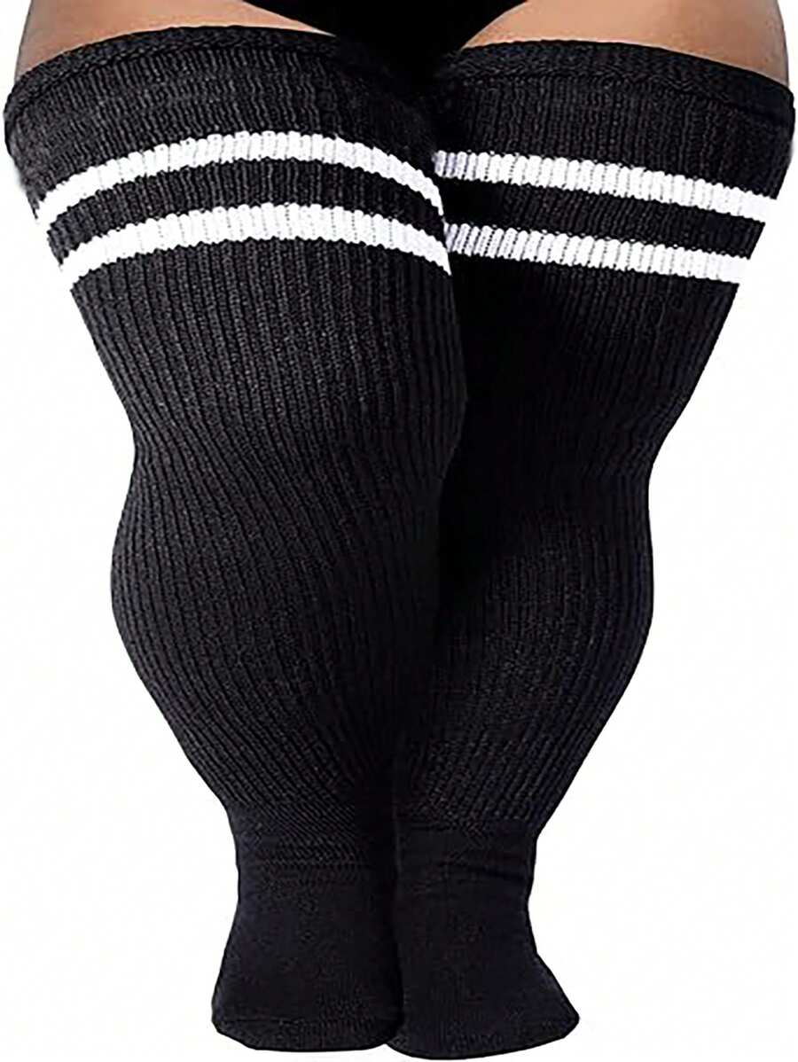 Thigh High Over-The-Knee Knitted Socks For Plus Size Women - Extra Long ...