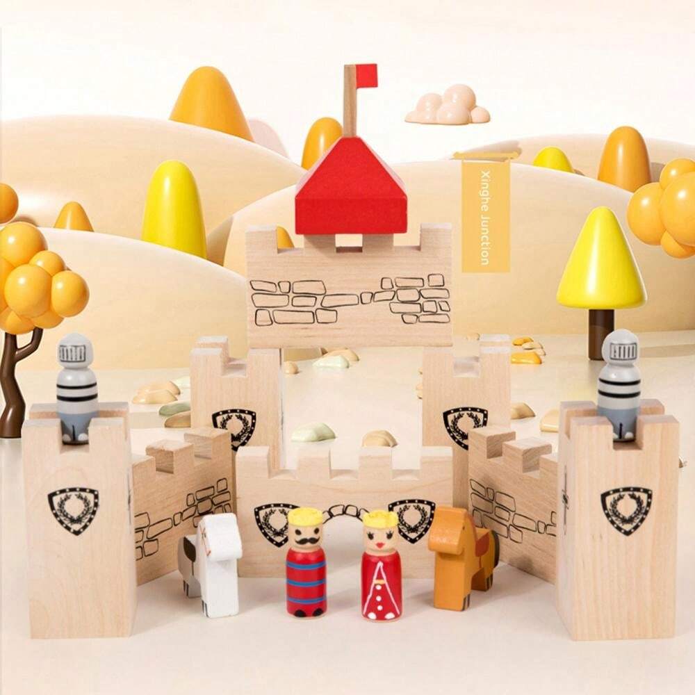 משחק שולחן Pocket Castle לילדים, צעצוע פאזל היגיון עם חיילים לשמירה על ...