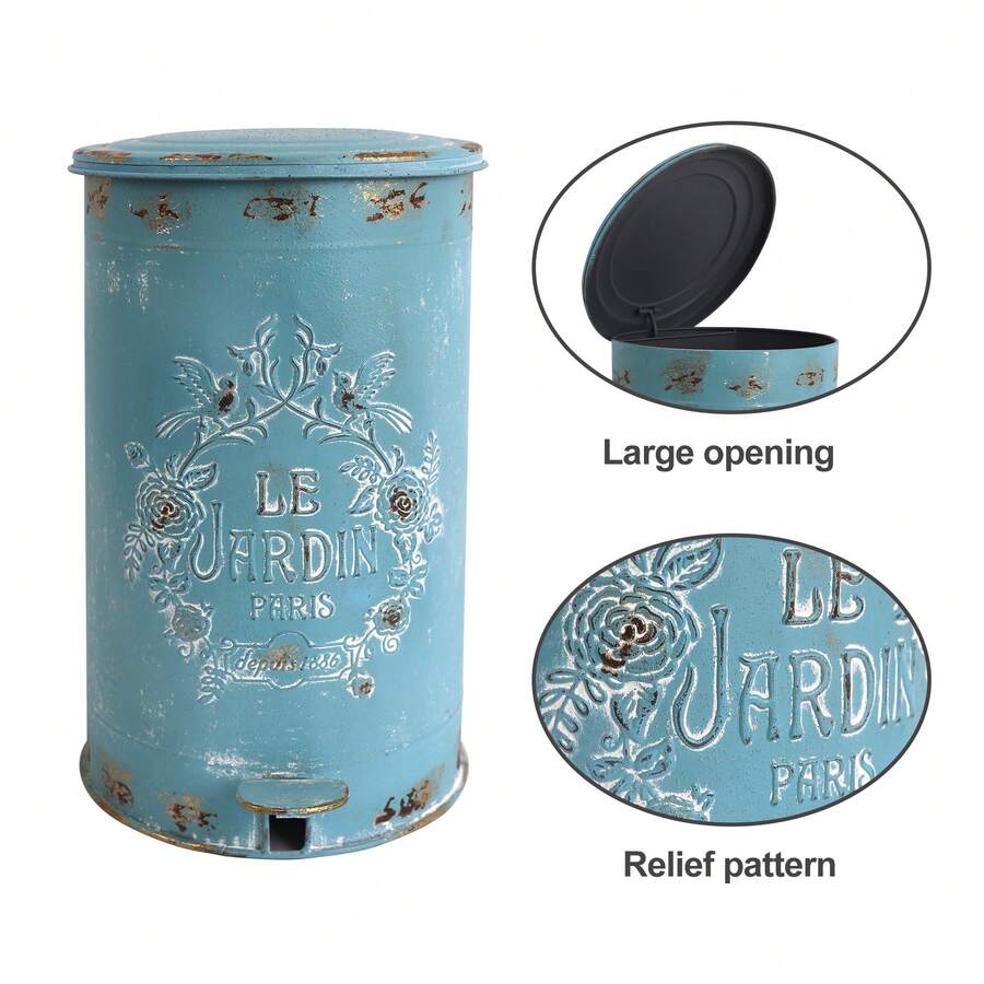 Blue Trash Can 4.5 Gallon Retro Kitchen Trash Can With Lid | شي إن