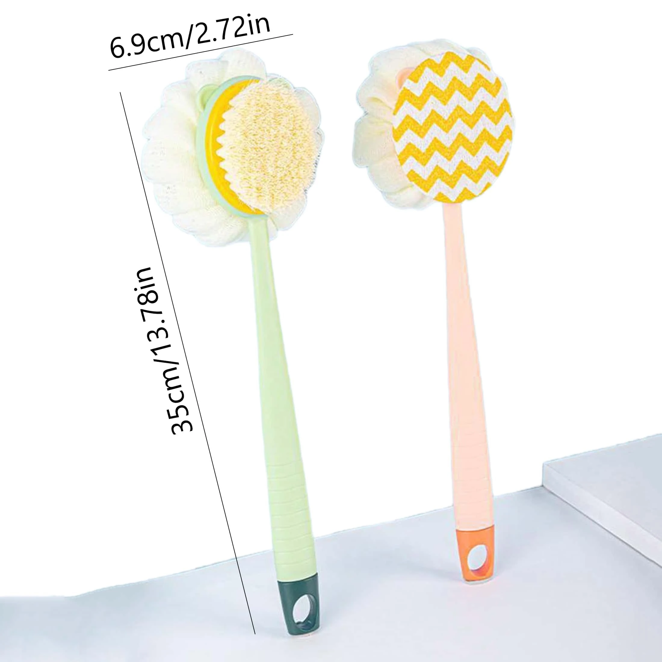 Badebürste mit langem Griff und weichen Borsten beidseitig - Peeling- und Massage-Duschbürste ...
