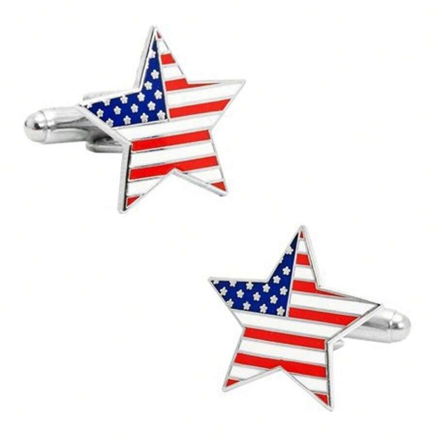 American Flag Star Cufflinks Proud To Be An American US Flag Cuff Links ...