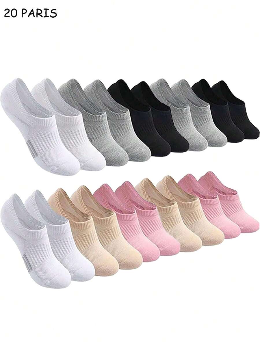 20 Pairs Women's Multicolor Summer Low Cut Socks, Thin Low Vamp Short ...
