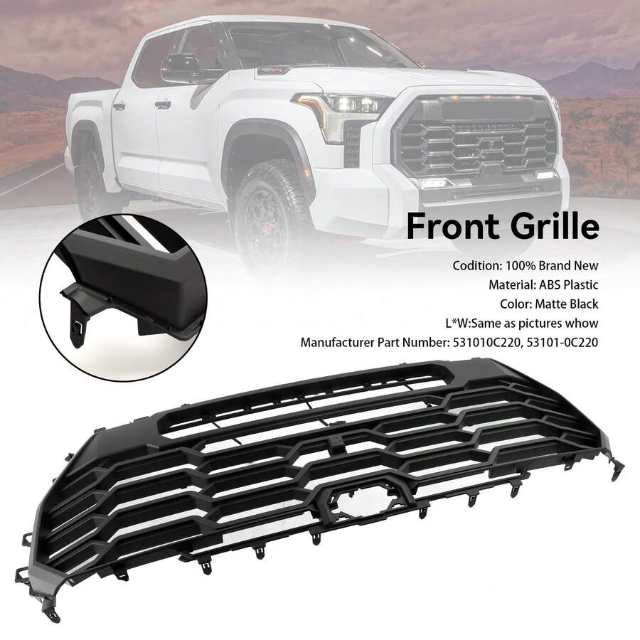 Matte Black Front Grill Grille 53101-0C220 Fit For Toyo'ta Tundra 2022 ...