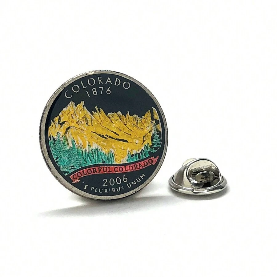 Enamel Pin Hand Painted Colorado State Quarter Coin Lapel Pin Tie Tack ...