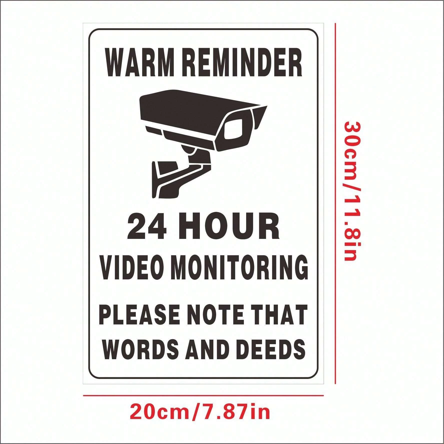 Placa de Aviso de Área de Monitoramento por Vídeo, À prova d'água e com ...