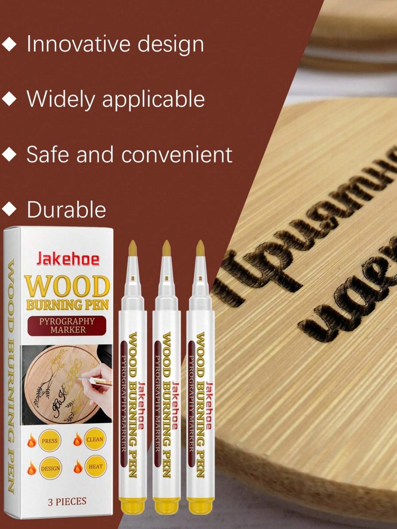 JAKEHOE Woodworker's Drawing Pen Wood Burning Pen Wood Branding Pen ...