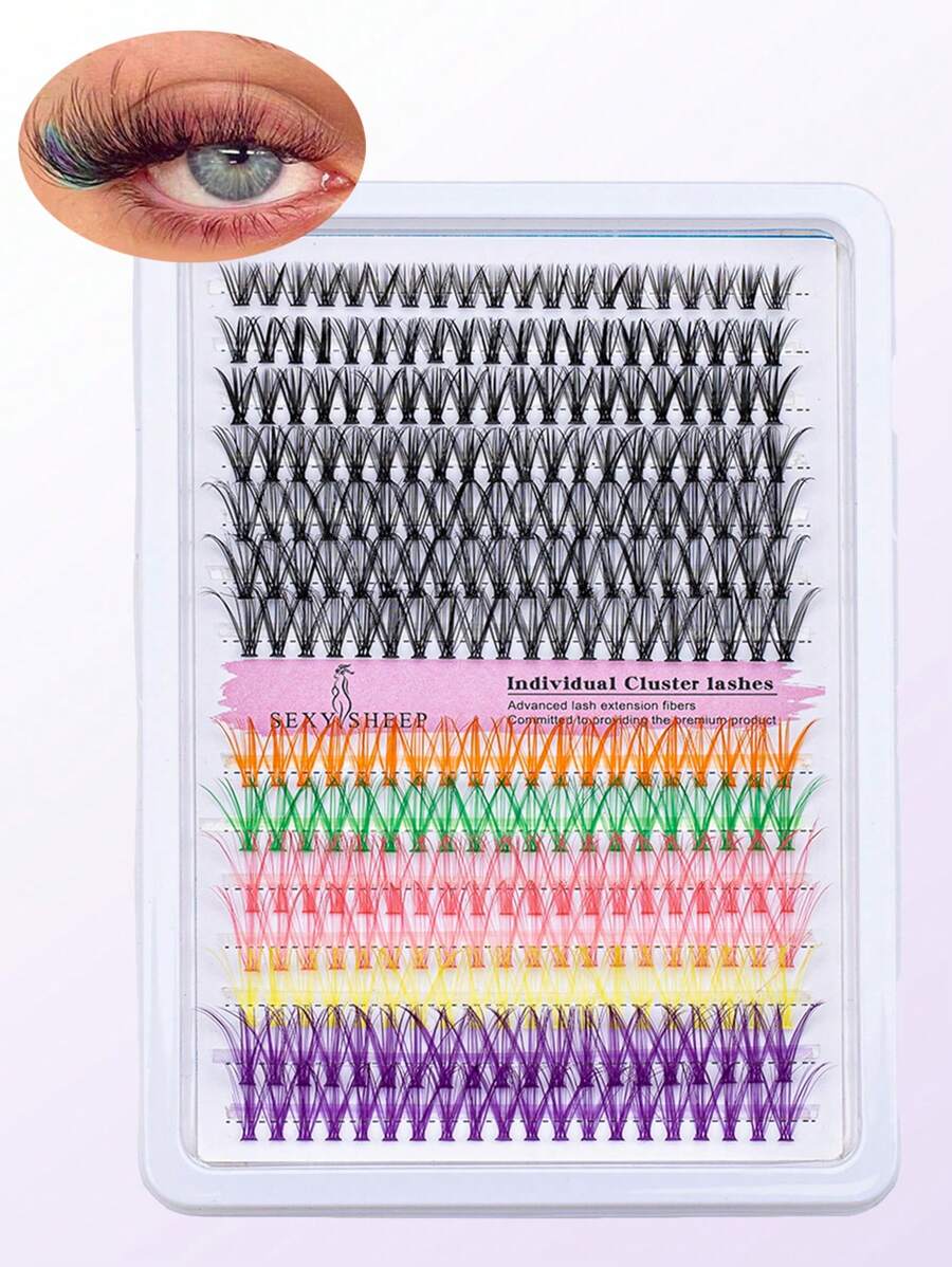 280 Piezas Extensiones De Pestañas En Racimos Individuales Extensiones