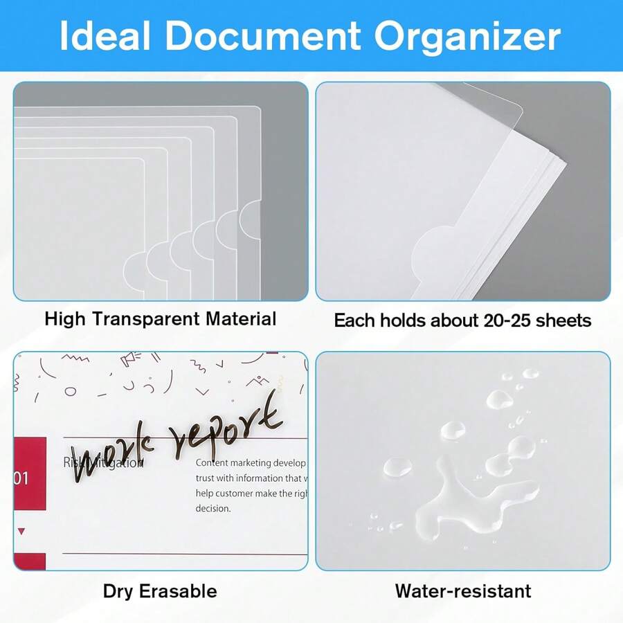 12 Pack Plastic File Folders, Clear Project Pockets Plastic Sleeves L ...