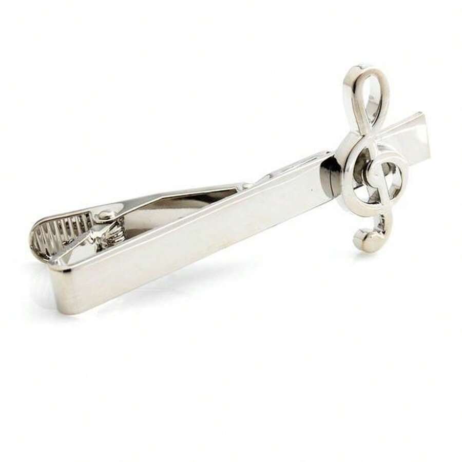 Music Note Tie Clip Tie Bar Silver Tone Very Cool Comes With Gift Box ...