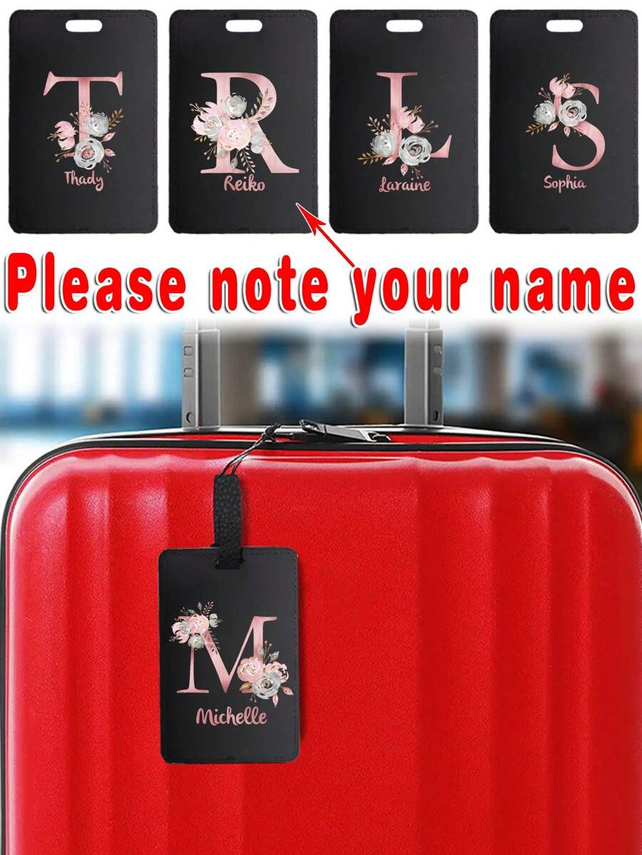 1 Pc Customized Name PU Luggage Tag Portable Suitcase Baggage Tag ...