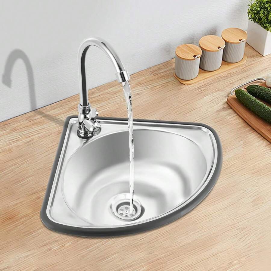 CNCEST Stainless Steel Triangular Hand Basin Sink, Modern Wall-Mounted ...