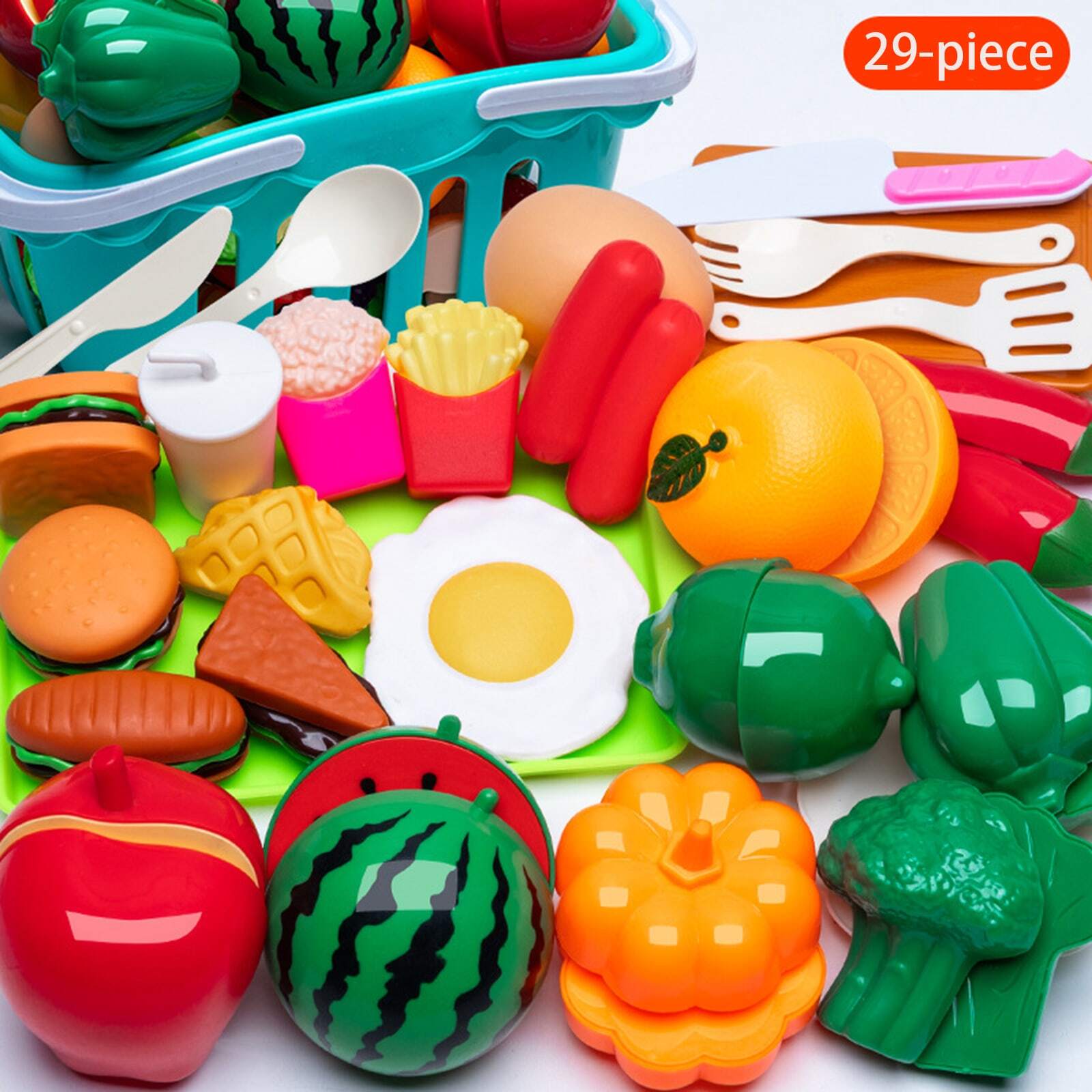 Kids Play Kitchen Toy Pretend Cutting Fruit Cooking Set, Roleplay ...