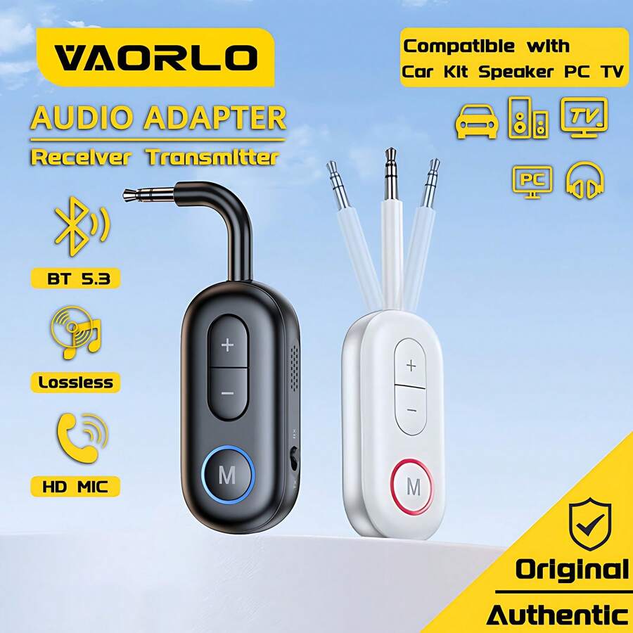 VAORLO 2 ב-1 Bluetooth 5.2 מקלט אודיו משדר 3.5MM AUX תקע Hifi Stereo CD סאונד מוסיקה מתאם אלחוטי ...