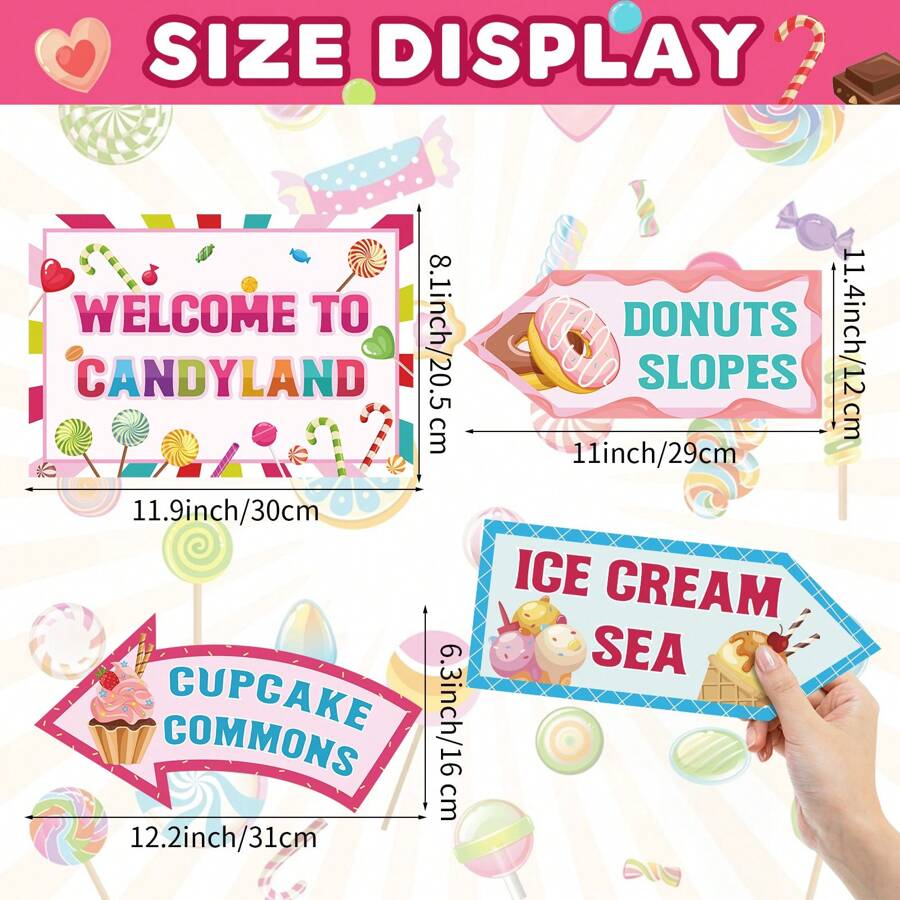 20 Pieces Candyland Party Decorations Candy Land Party Welcome Sign ...