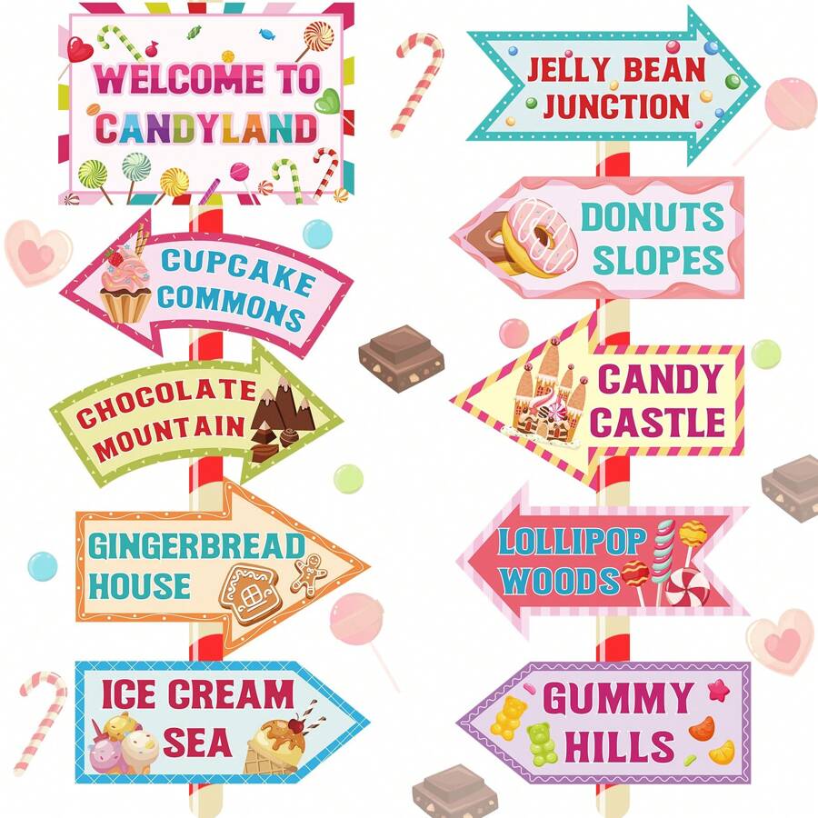 20 Pieces Candyland Party Decorations Candy Land Party Welcome Sign ...