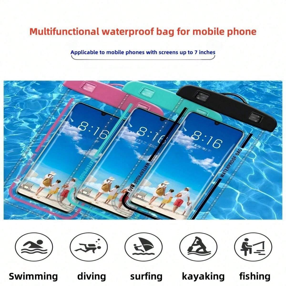 1pc Night Glow Waterproof Phone Bag, Fluorescent Transparent Waterproof ...