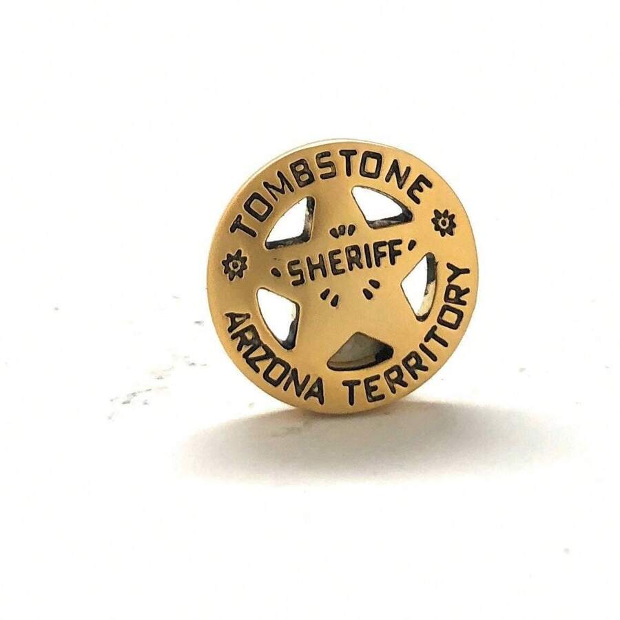 Enamel Pin Tombstone Arizona Lapel Pin Old West Shiny Gold Cowboy ...