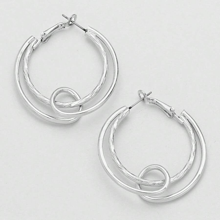 Statement Silver Twisted Hoop Entwined Earrings Silk Road Jewelry ...