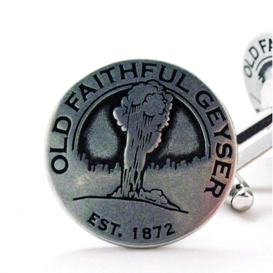 Jay Pins Yellowstone Buffalo And Old Faithful Token Cufflinks Silver ...