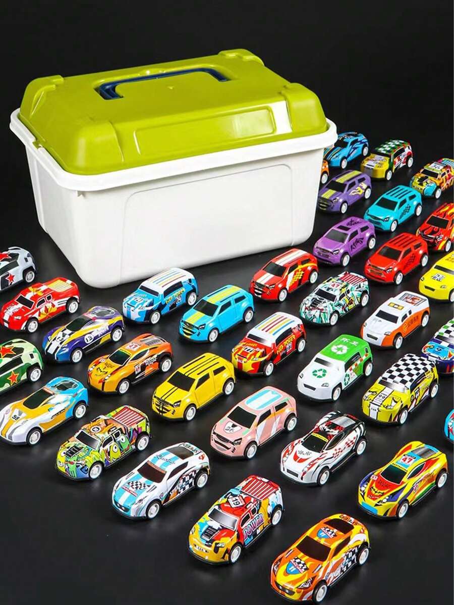 Random Pull Back Metal Mini Toy Race Car With Track Launcher, Racing ...