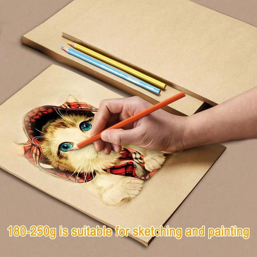 ورقة الألوان البني كرافت A4 50 ورقة لرسم الفنون والحرف اليدوية ، الرسم ...