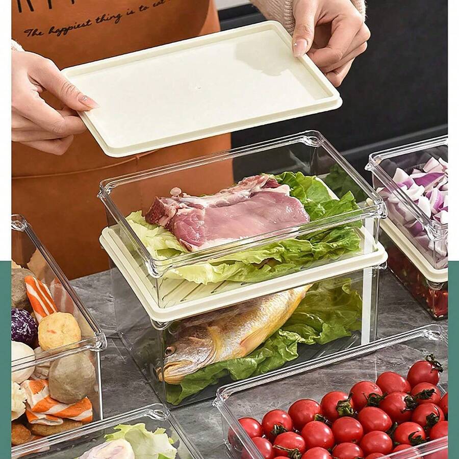 Fridge Organizer, Stackable Refrigerator Organizer Bins With Lids ...