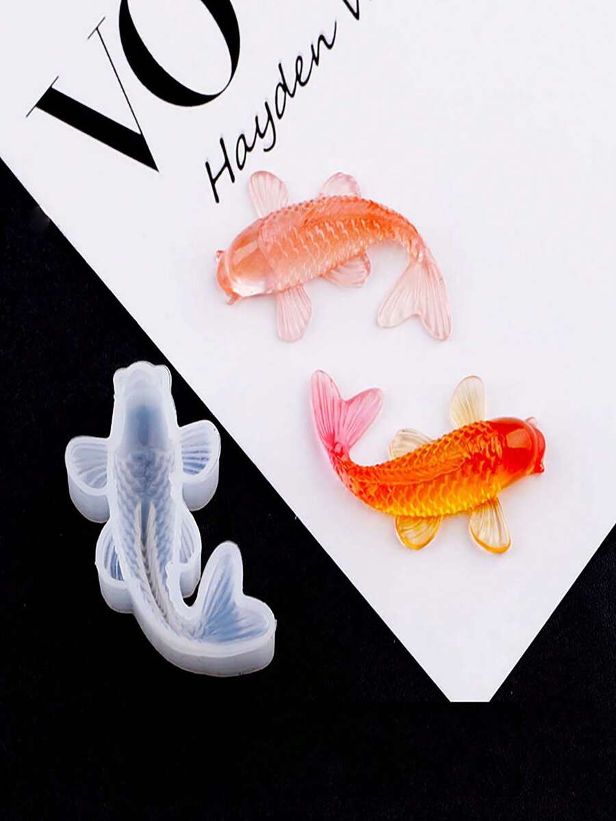DIY Handmade Crystal Glue Mold Koi Fish Mould With Good Luck Symbol, 3D ...